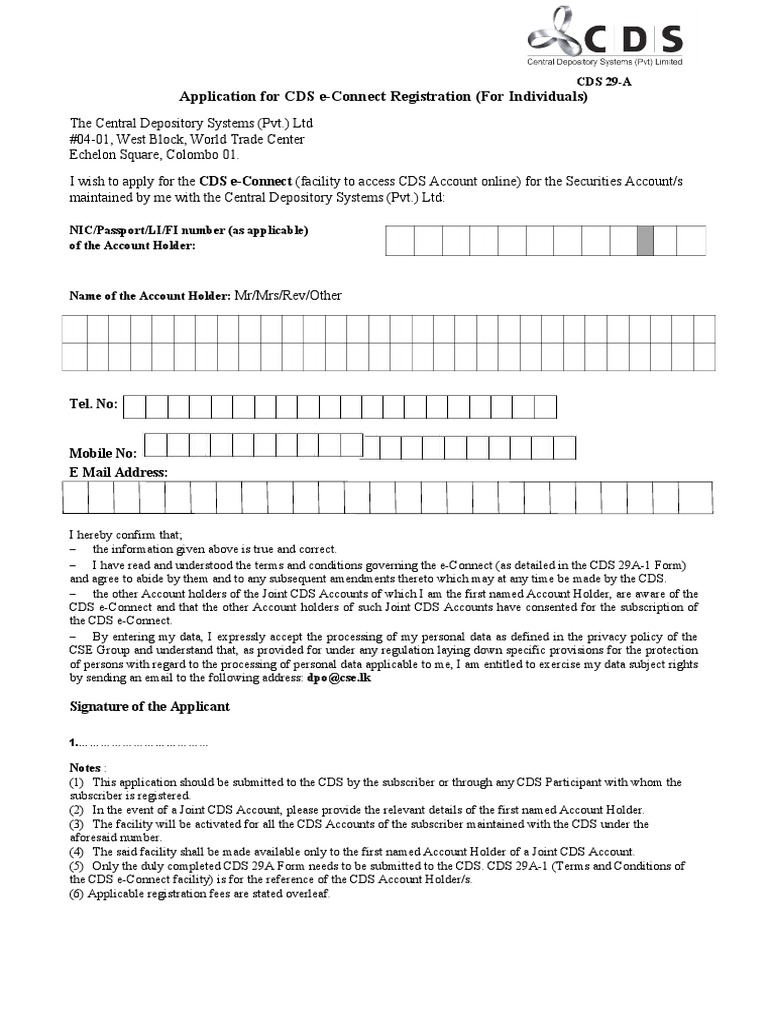 CDS 29A Econnect Registration Form For Individuals | PDF | Malware ...