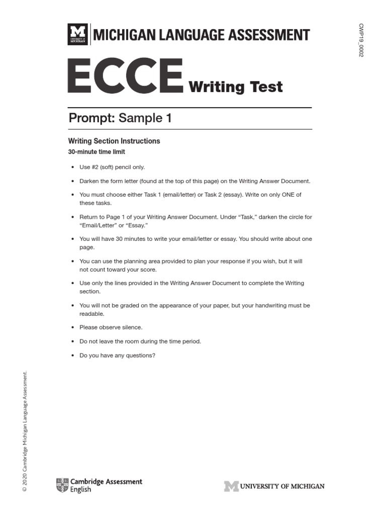 ECCE Sample Writing Prompt 1 | PDF | Essays | Cognition