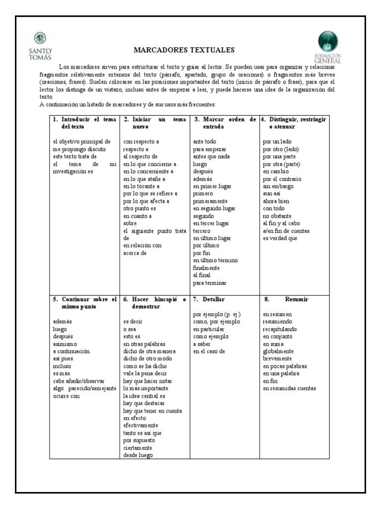 Marcadores Textuales | PDF