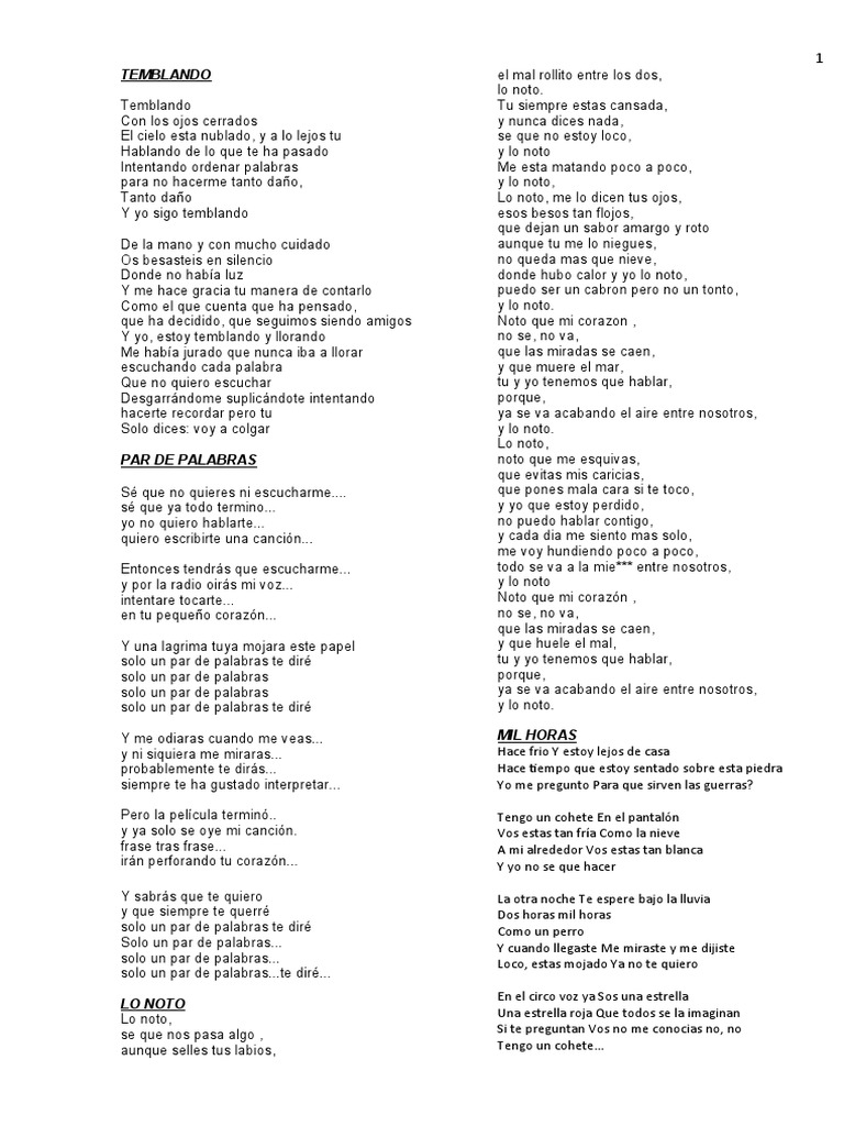 Letras Eff en Vivo | PDF | Amor