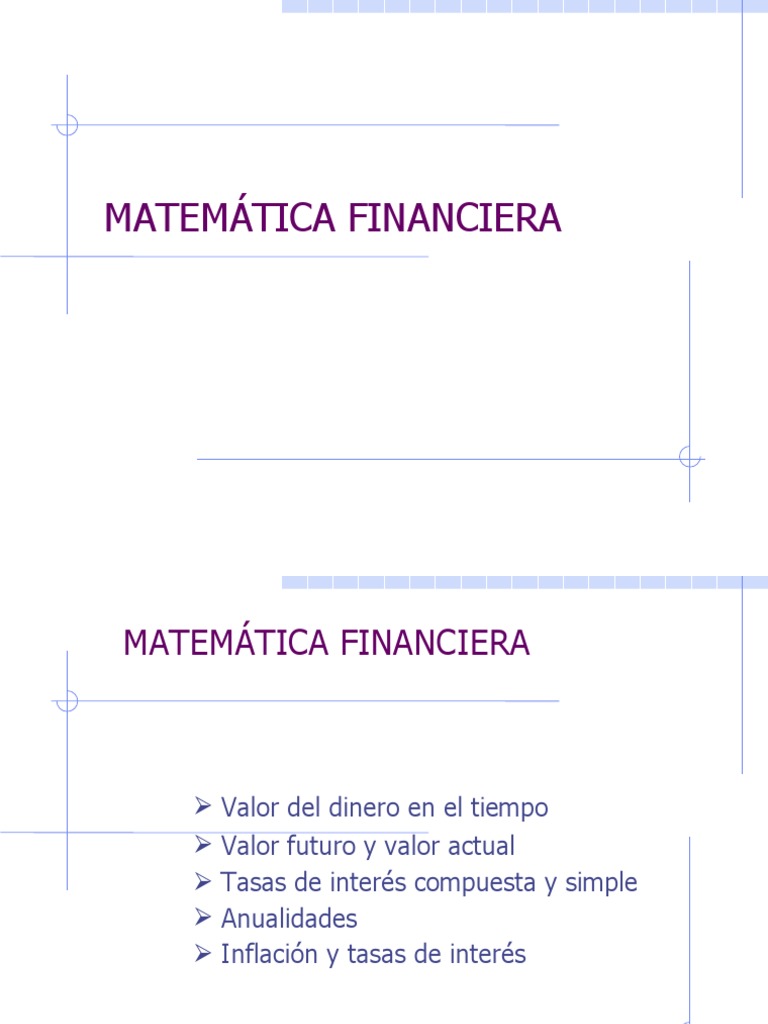 Matemática Financiera: Valor del Dinero | PDF | Finanzas Matemáticas ...