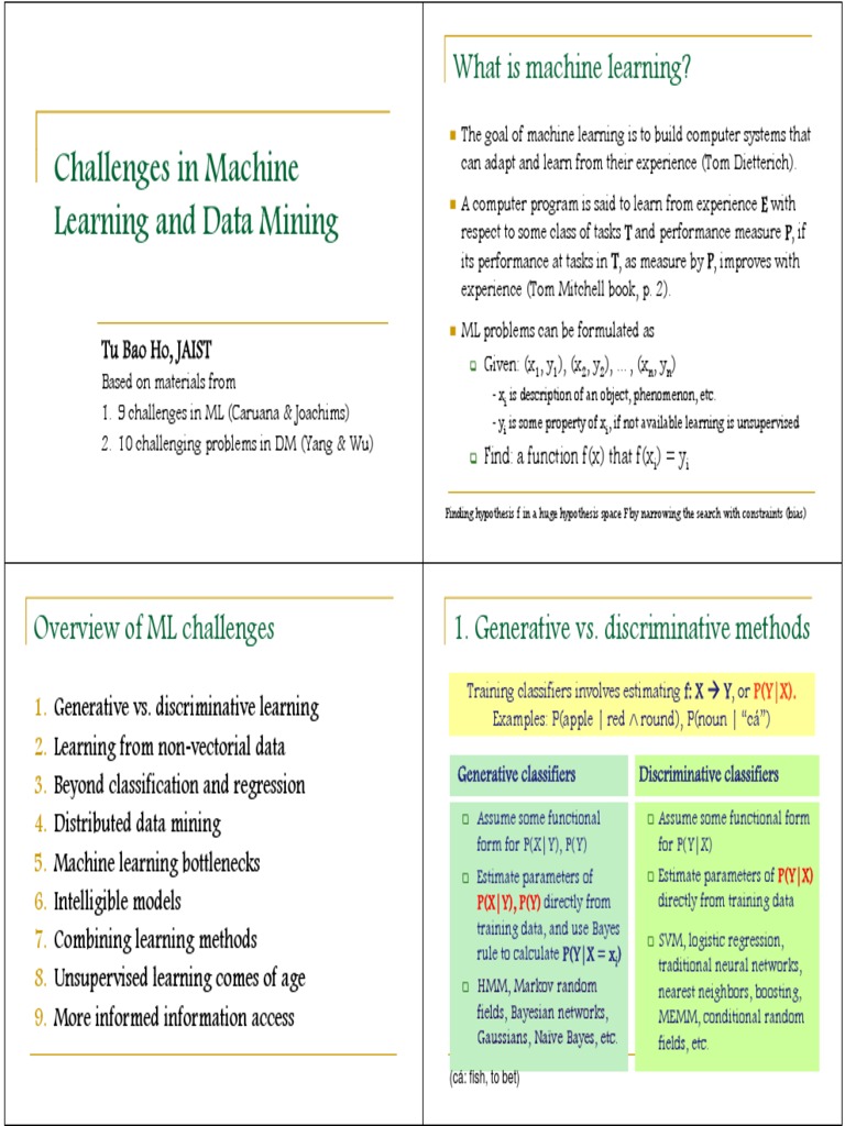 Challenges in ML&DM | PDF | Machine Learning | Statistical Classification