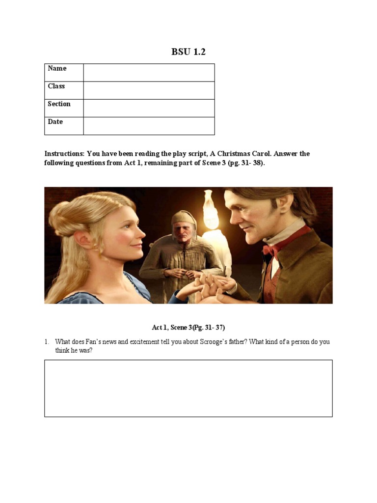 A Christmas Carol: Act 1, Scene 3 Quiz | PDF