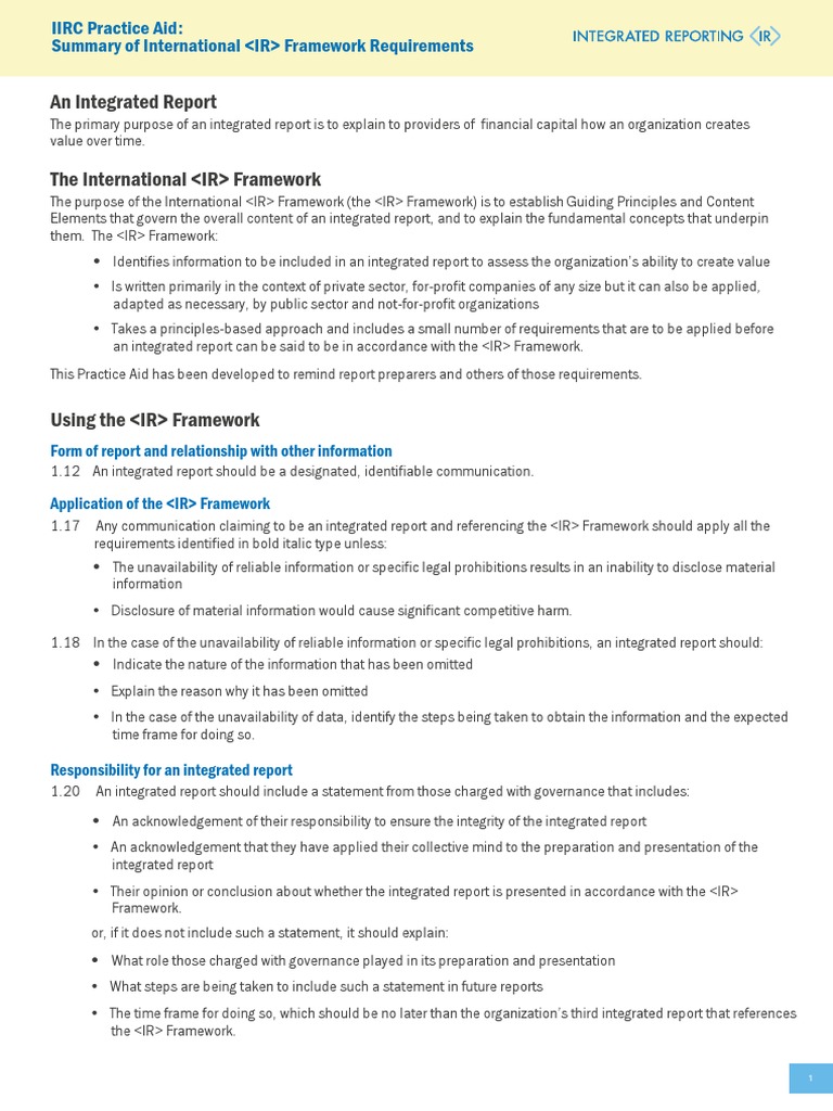 IIRC Practical Aid The International IR Framework Requirements PDF ...