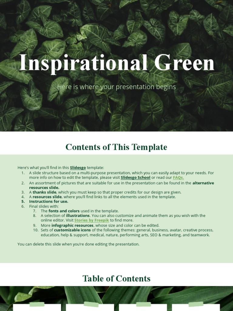 Inspirational Green: Here Is Where Your Presentation Begins | PDF ...