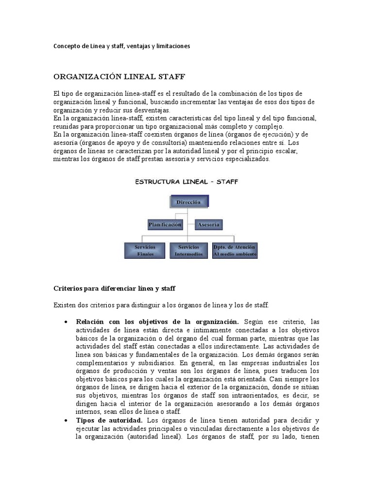 Concepto de Linea y Staff | PDF | Planificación | Gestión de recursos ...