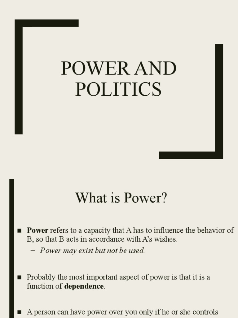 Power and Politics | PDF | Power (Social And Political) | Leadership