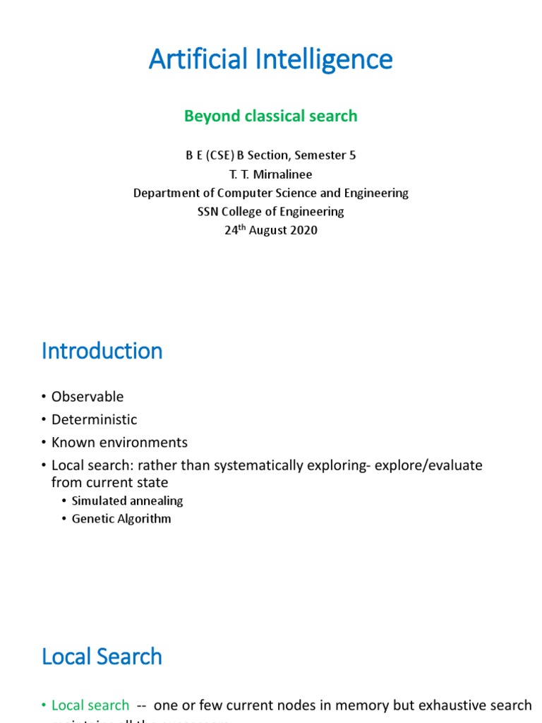 Artificial Intelligence: Beyond Classical Search | PDF | Mathematical Optimization | Genetic ...