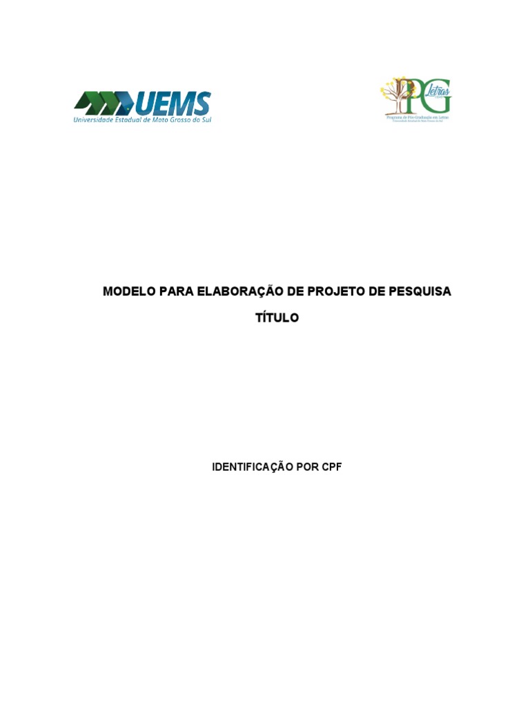 Modelo de Projeto de Pesquisa UEMS | PDF | Plágio | Pesquisa