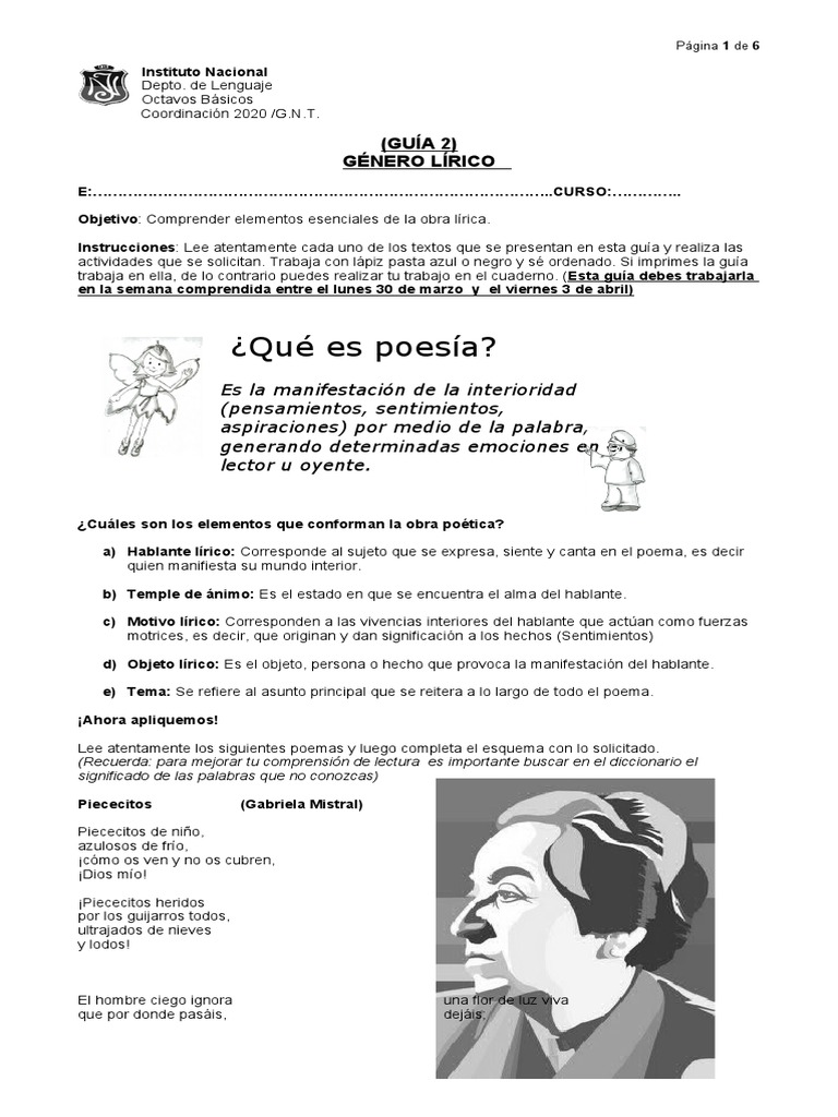 Elementos del Género Lírico en Poemas | PDF | Rima | Poesía