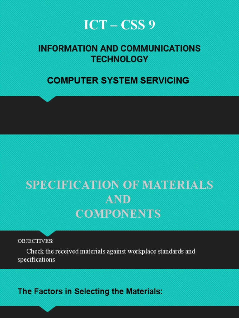 ICT – CSS 9: Specifying Materials and Components | PDF | Hardness ...