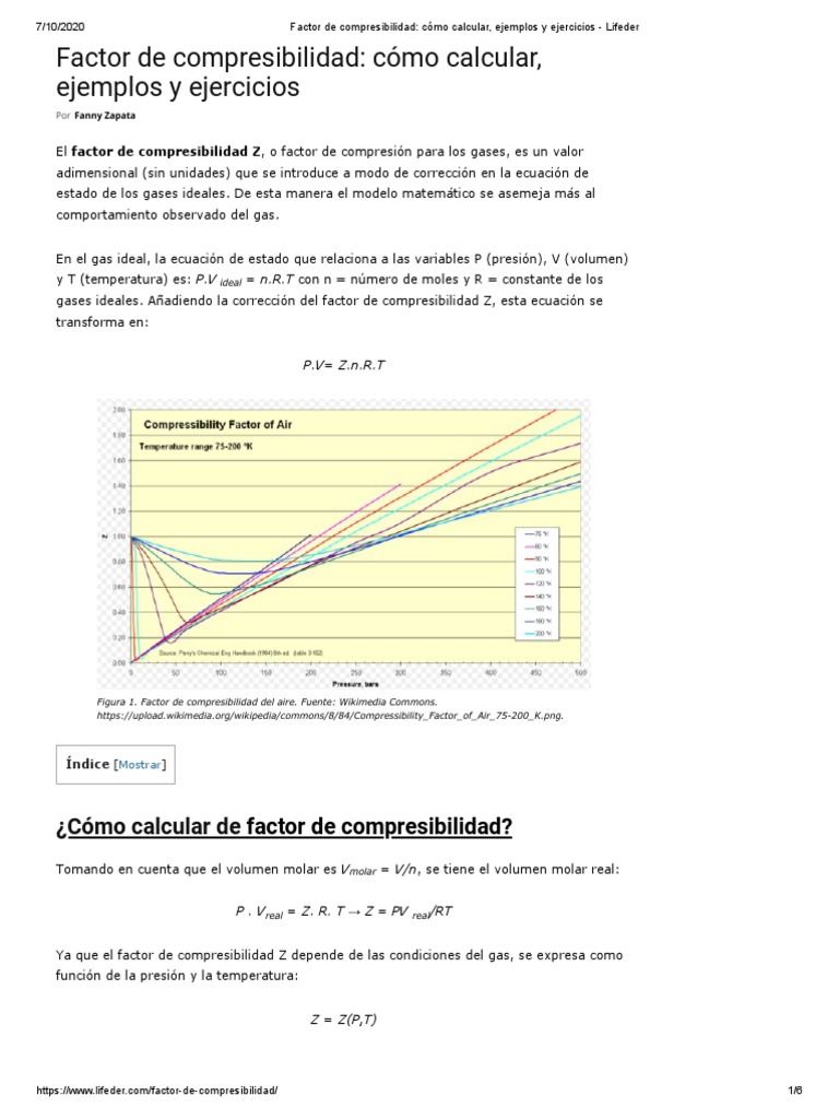 Factor de Compresibilidad - Cómo Calcular, Ejemplos y Ejercicios ...