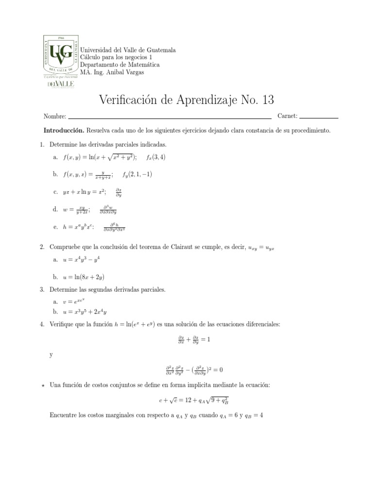 Derivadas Parciales y Teorema de Clairaut | PDF