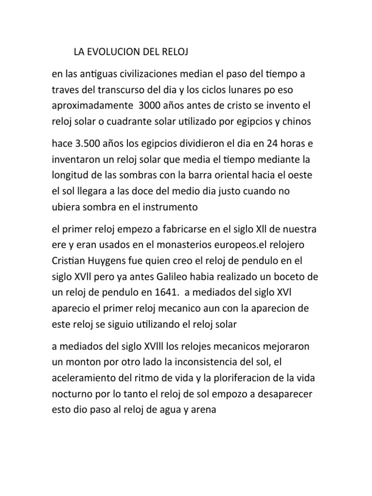 Evolucion Del Reloj | PDF