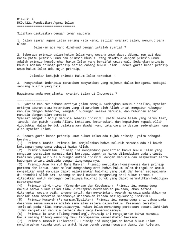 4.MKDU4221-Pendidikan-Agama-Islam-Diskusi 4 | PDF