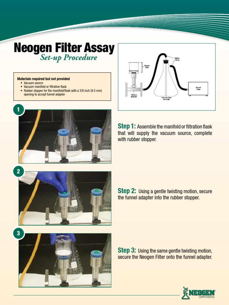 Neogen Filter Assay: Set-Up Procedure | PDF | Pseudomonas | Filtration