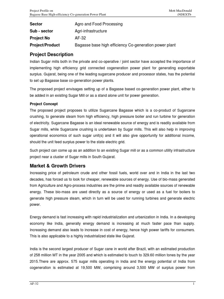Bagasse-Based Co-Generation Power Plant | PDF | Cogeneration | Sugarcane
