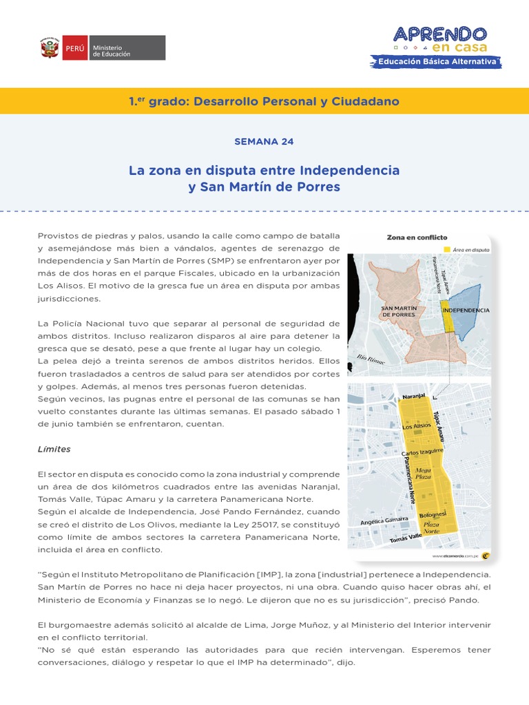 1ergrado Lazonaendisputaentreindependencia Sem24 | PDF | Gobierno
