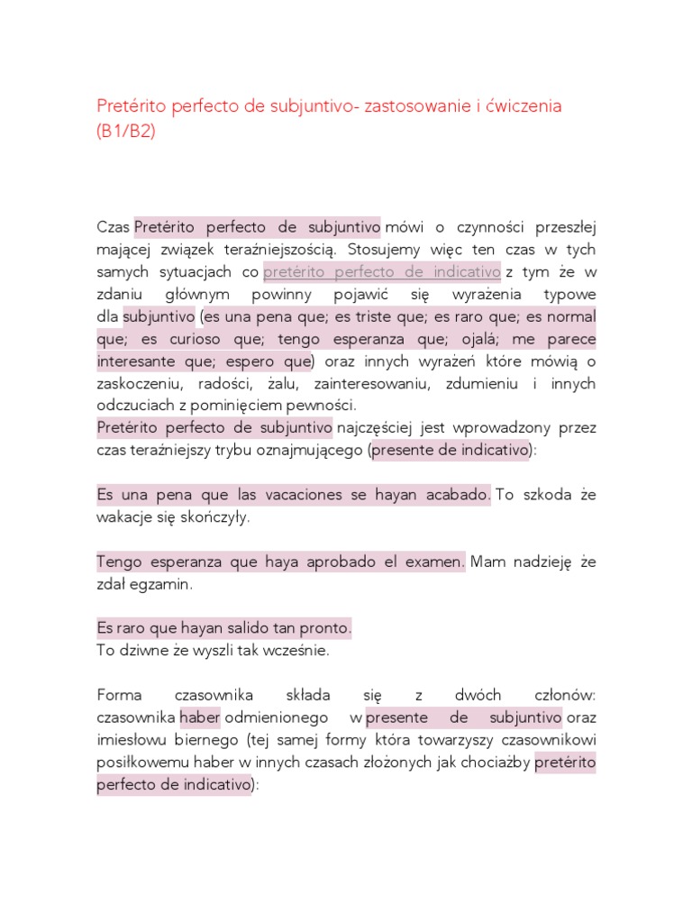 Pretérito Perfecto de Subjuntivo | PDF