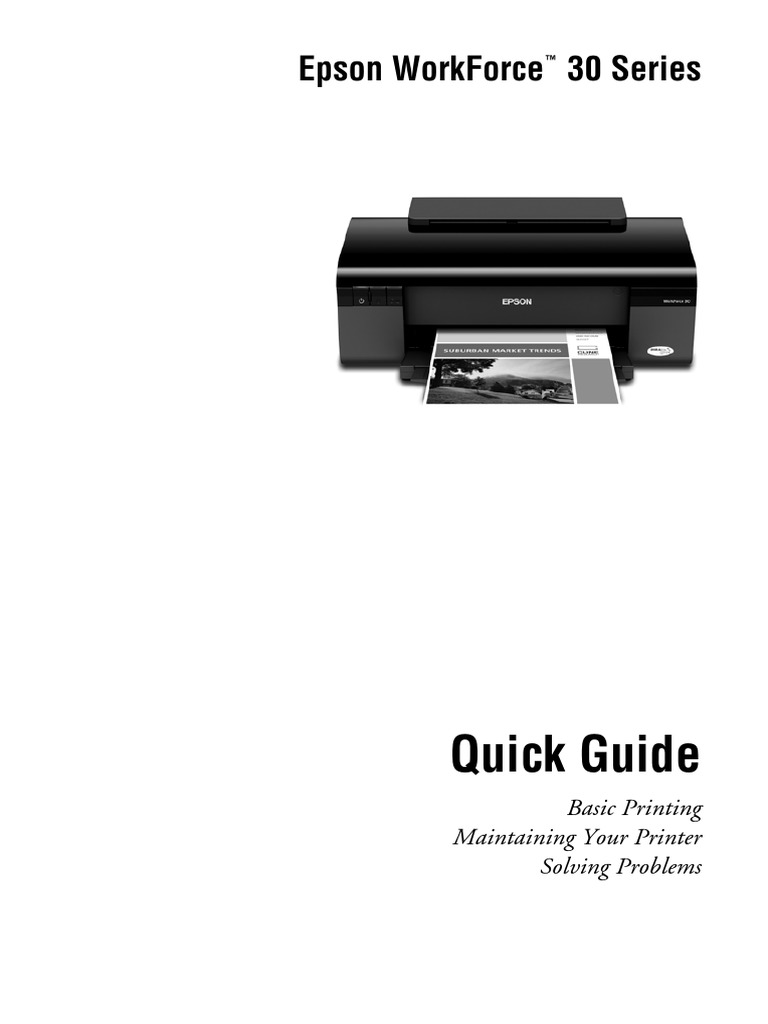 Quick Guide: Epson Workforce 30 Series | PDF | Printer (Computing ...
