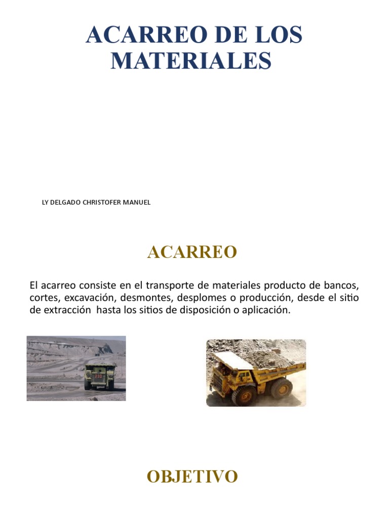 Definición y Tipos de Acarreo de Materiales | PDF | Volumen | Transporte