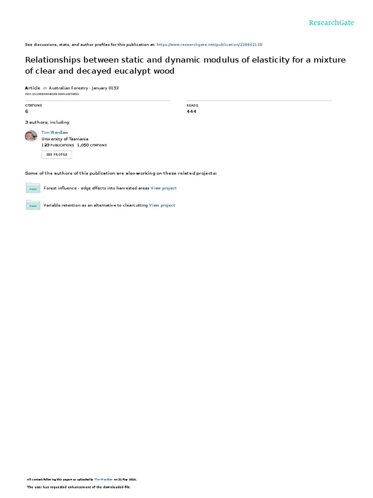 Relationships Between Static and Dynamic Modulus o | PDF | Wood | Bending