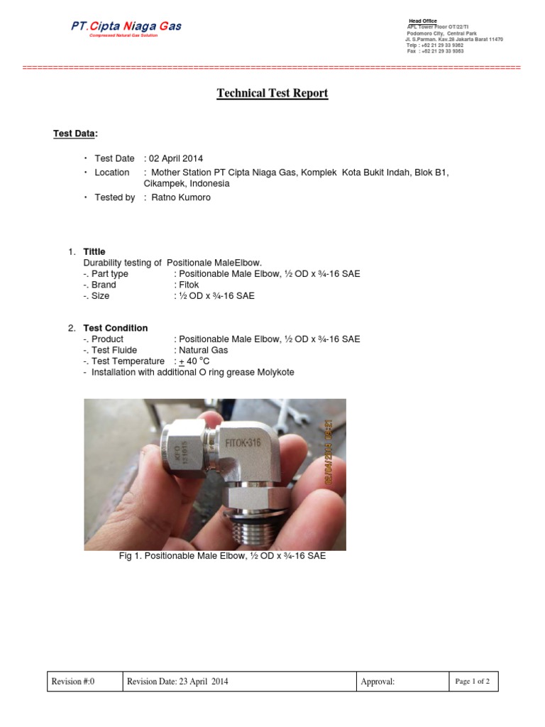 PT Pta Aga As: Technical Test Report | PDF | Hydraulics | Manufactured ...