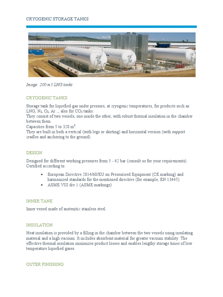 Cryogenic Storage Tanks #1 | PDF | Cryogenics | Valve