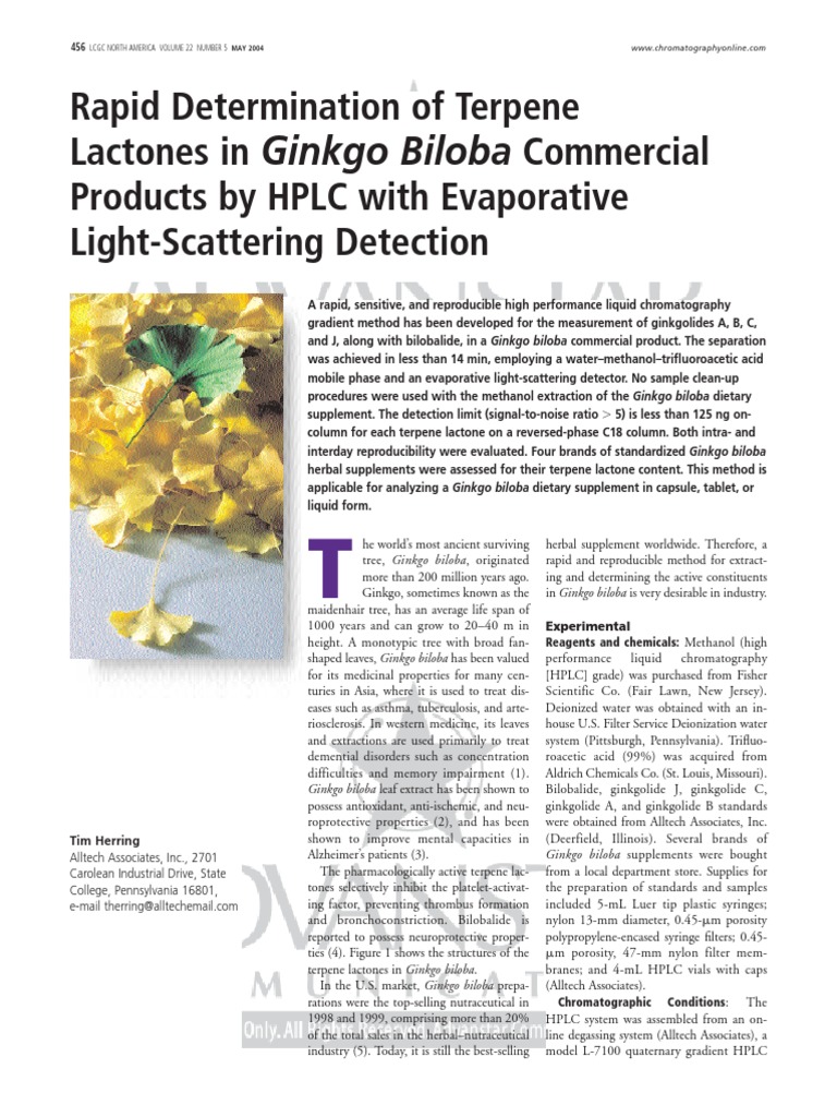 Rapid Determination of Terpene Lactones in Ginkgo Biloba Commercial ...