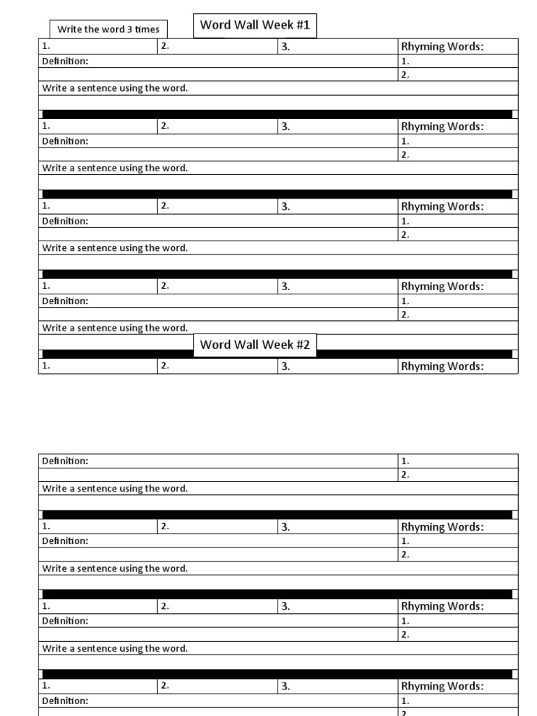 Word Wall Week #1: 3. Rhyming Words | PDF | Semantic Units | Communication