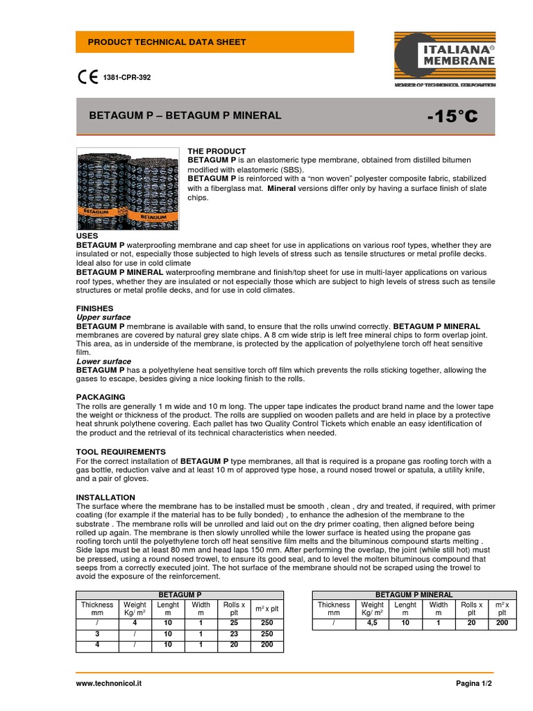 Betagum P Tech Sheet | PDF | Polyethylene | Fiberglass