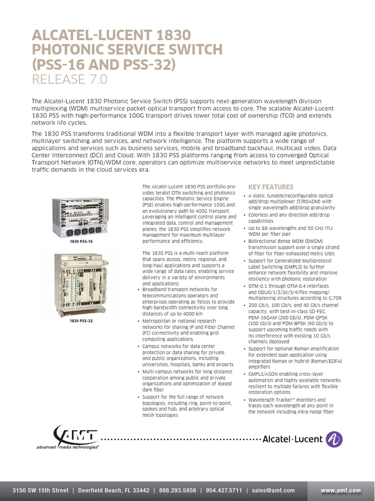 PSS 16 - PSS 32 - 1830 Photonic Service Switch - Amt | PDF | Wavelength ...