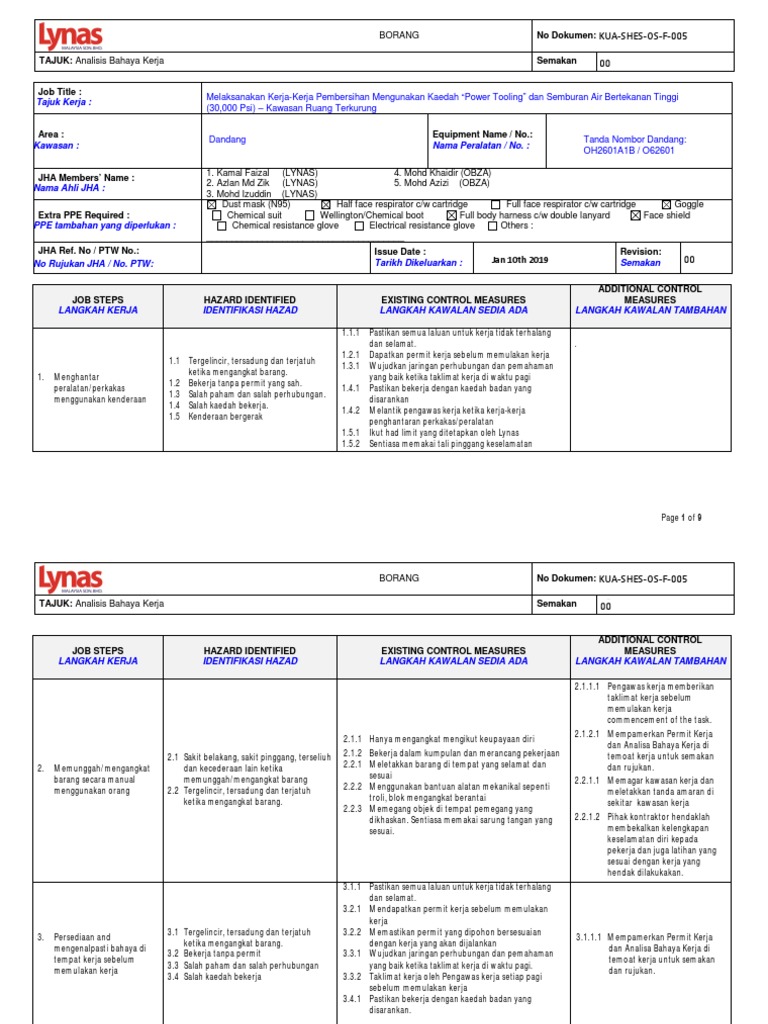 01 JSA CLEANING BOILER Rev 05 013 BM | PDF
