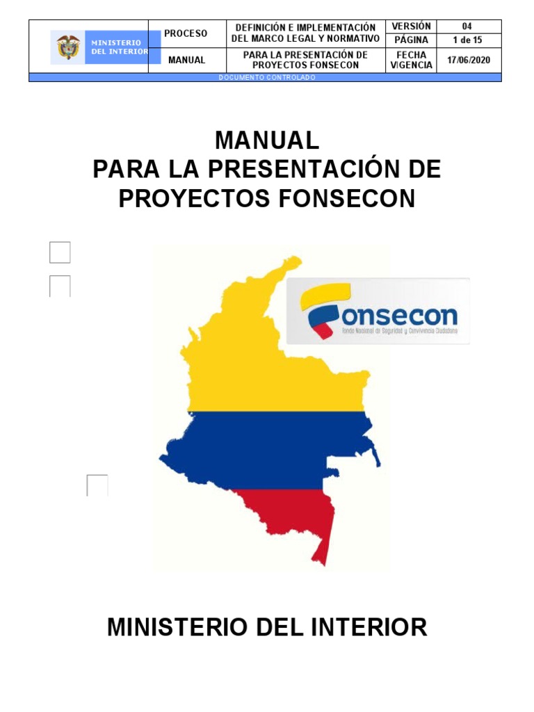 Manual para La Presentacion de Proyectos Fonsecon | PDF | Presupuesto | Política