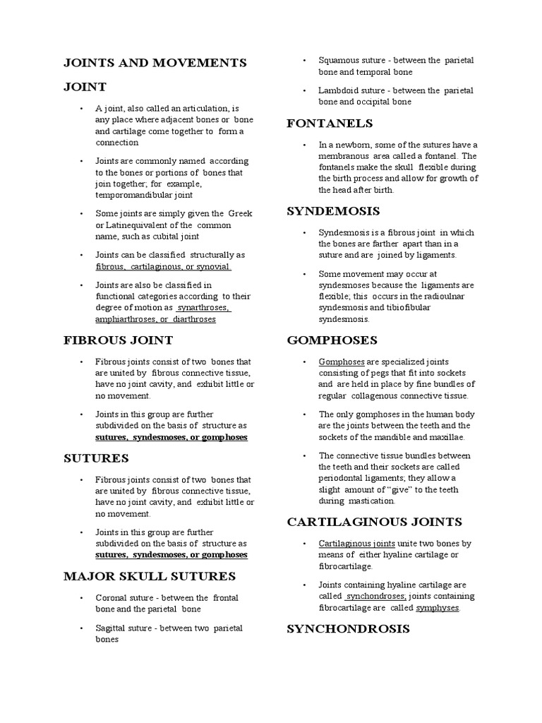 Joints and Movements Reviewer | PDF | Anatomical Terms Of Motion ...