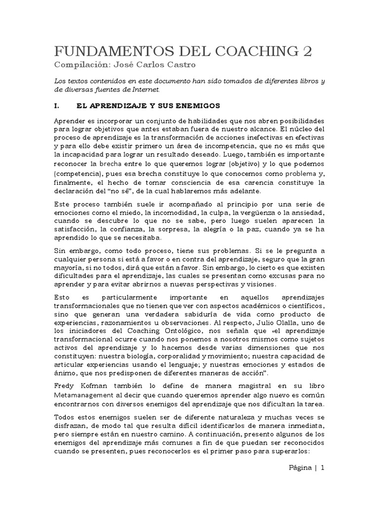 S01 Fundamentos Del Coaching 2 | PDF | Visión | Motivación