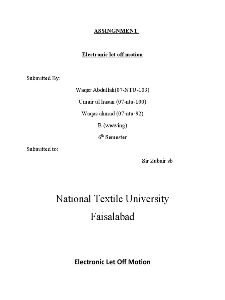 Electronic Let Off Motion in Weaving | PDF | Weaving | Loom