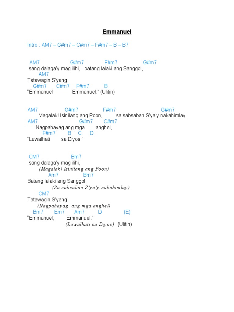 Emmanuel With Chords - Re-Arranged | PDF