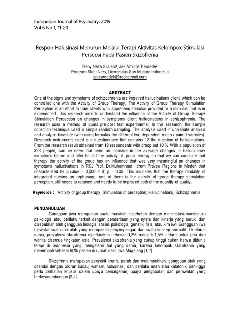 Group therapy reduces hallucinations in schizophrenia patients | PDF ...