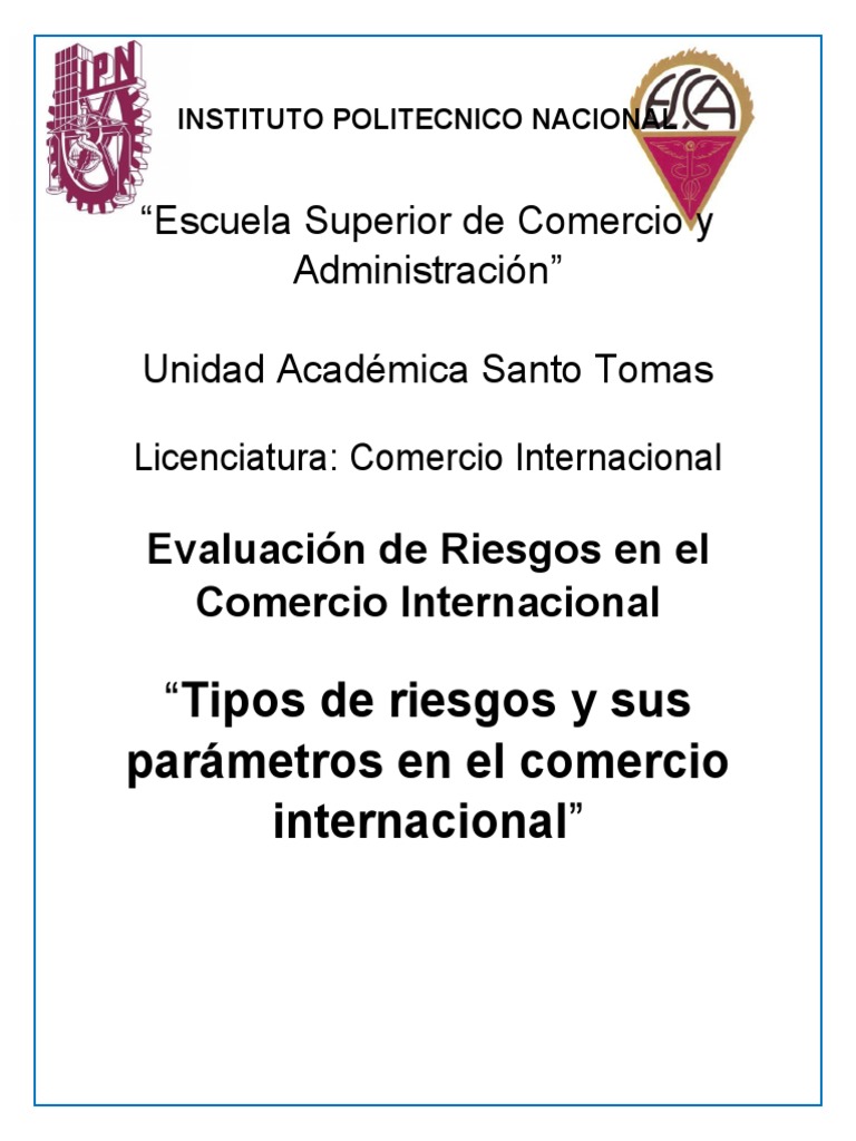 Tipos de Riesgos y Sus Parámetros en El Comercio Internacional | PDF ...