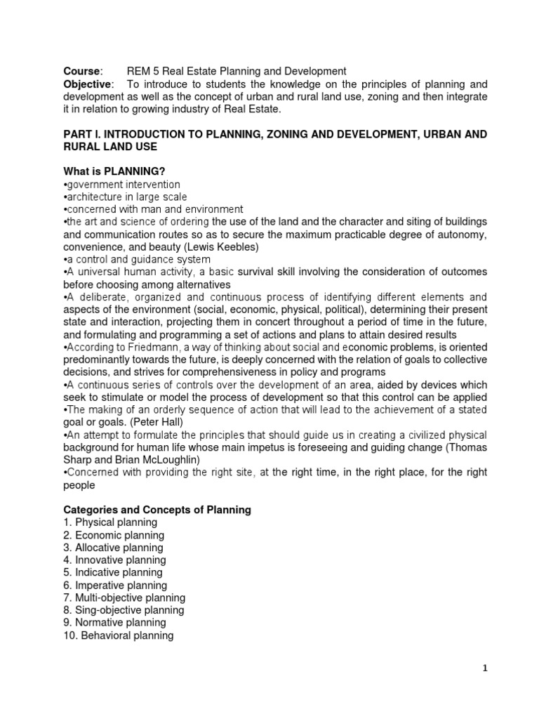 REM 5 Real Estate Planning and Development | PDF | Zoning | Land Use