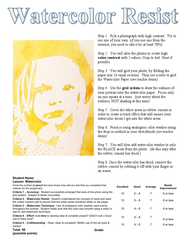 Watercolor Resist Rubric | PDF | Watercolor Painting | Natural Rubber