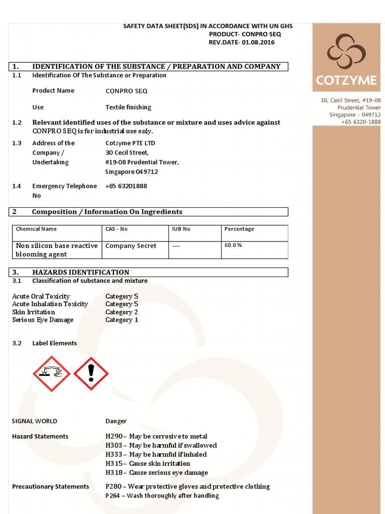 Conpro Seq | PDF | Dangerous Goods | Toxicity