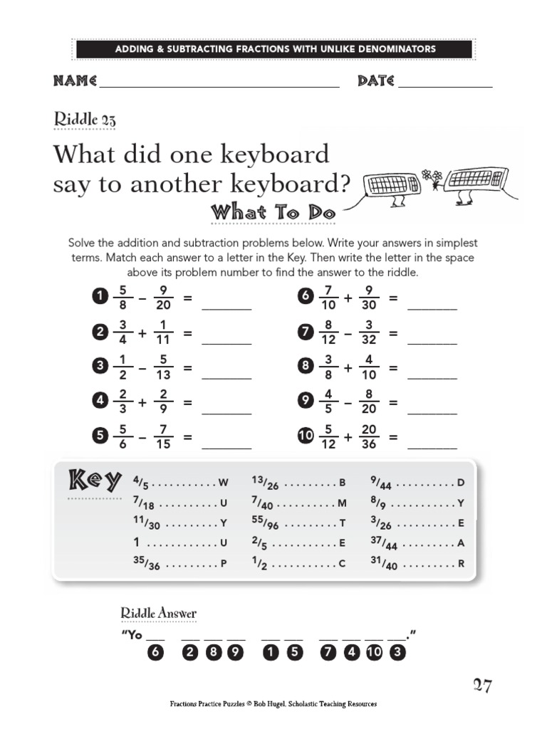 What Did One Keyboard Say To Another Keyboard? | PDF | Fraction ...