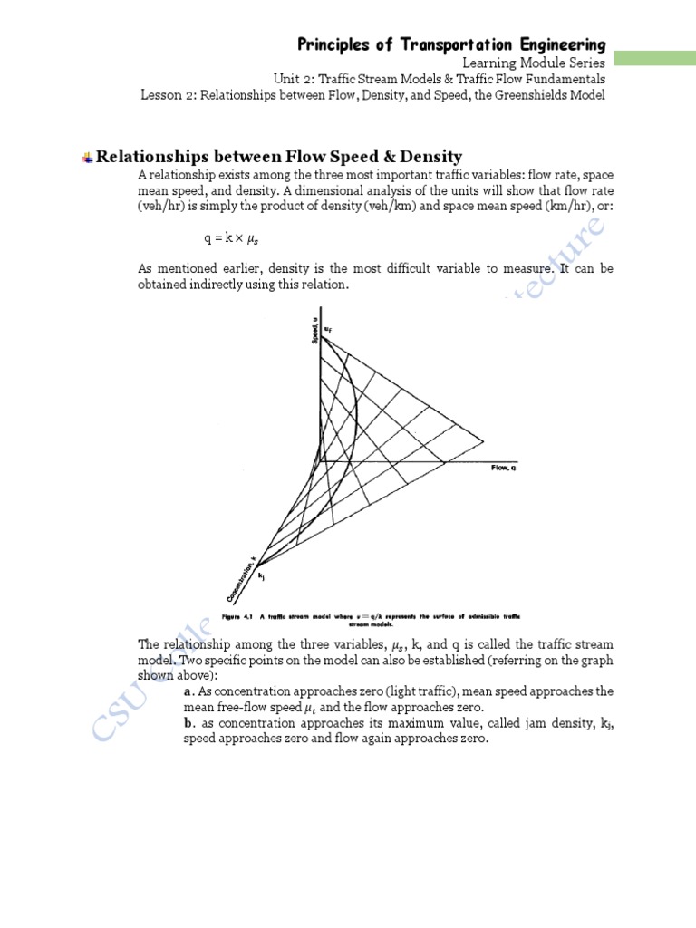 Unit 2 Traffic Stream Models Greenshields | PDF | Correlation And ...