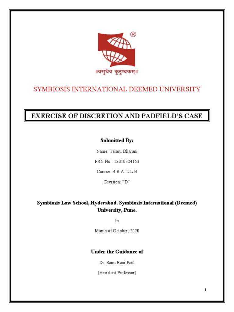 Symbiosis International Deemed University: Exercise of Discretion and ...
