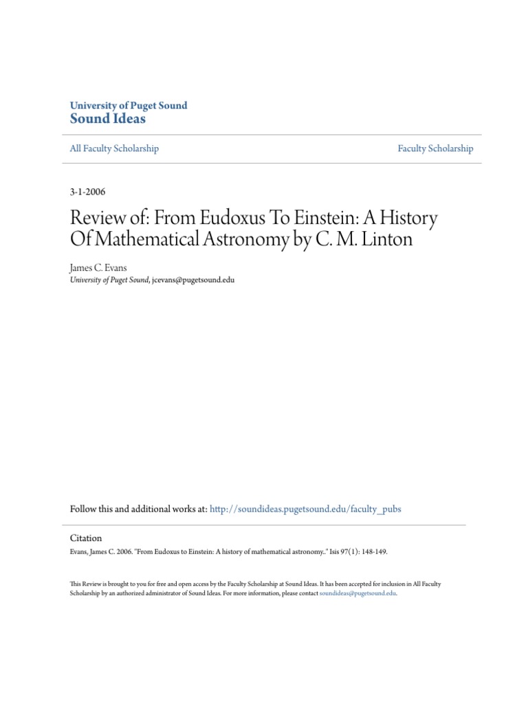 Review of - From Eudoxus To Einstein - A History of Mathematical As ...