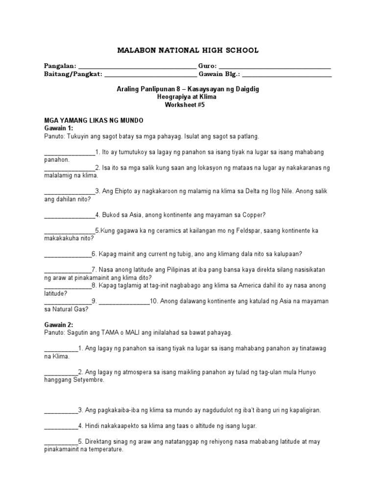 AP Week 2 Worksheet 5 | PDF