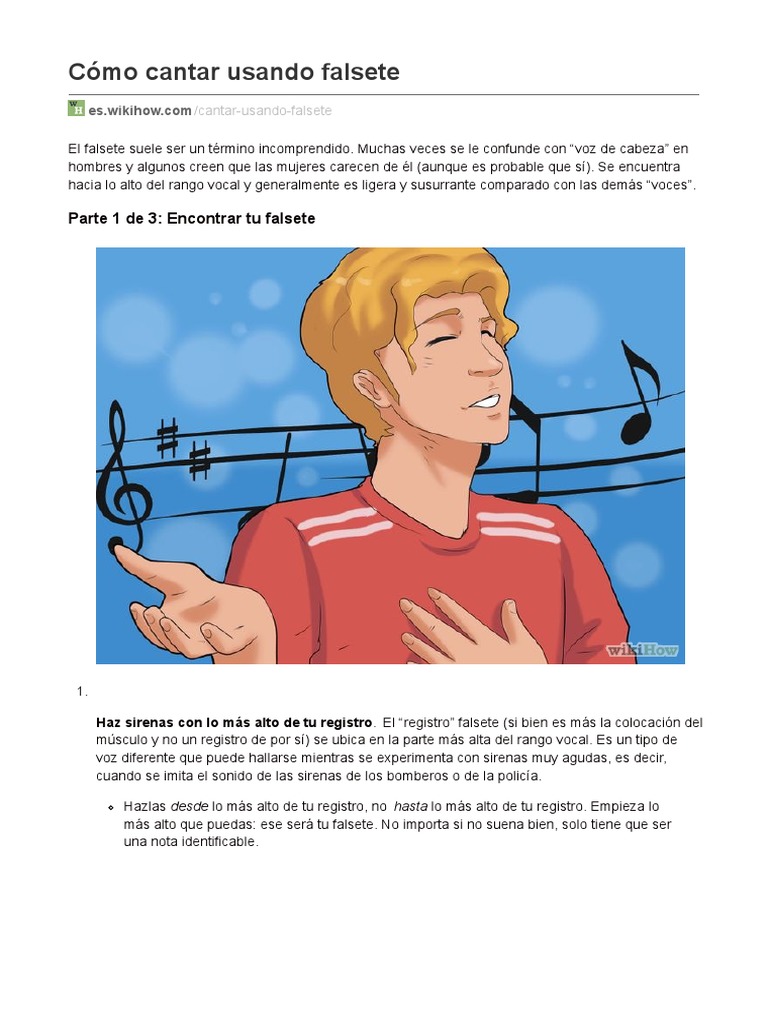 Como Cantar Usando Falsete 14 Pasos | PDF | Música vocal | Sonido