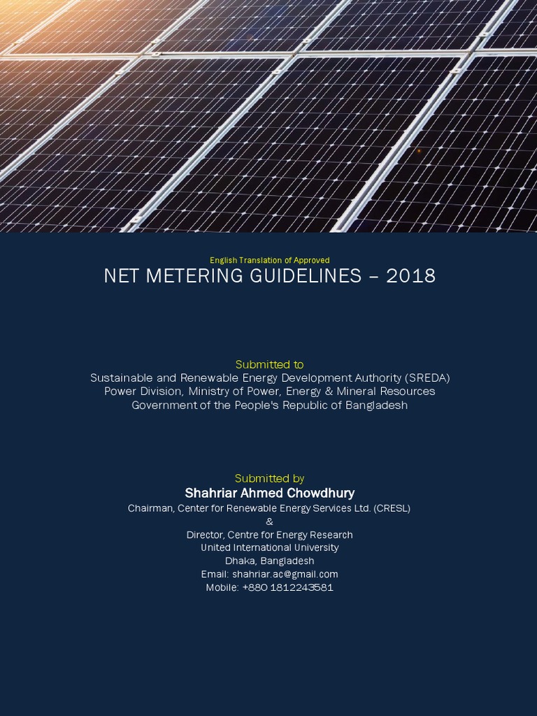 Net Metering Guidelines - 2018 | PDF | Solar Power | Photovoltaic System